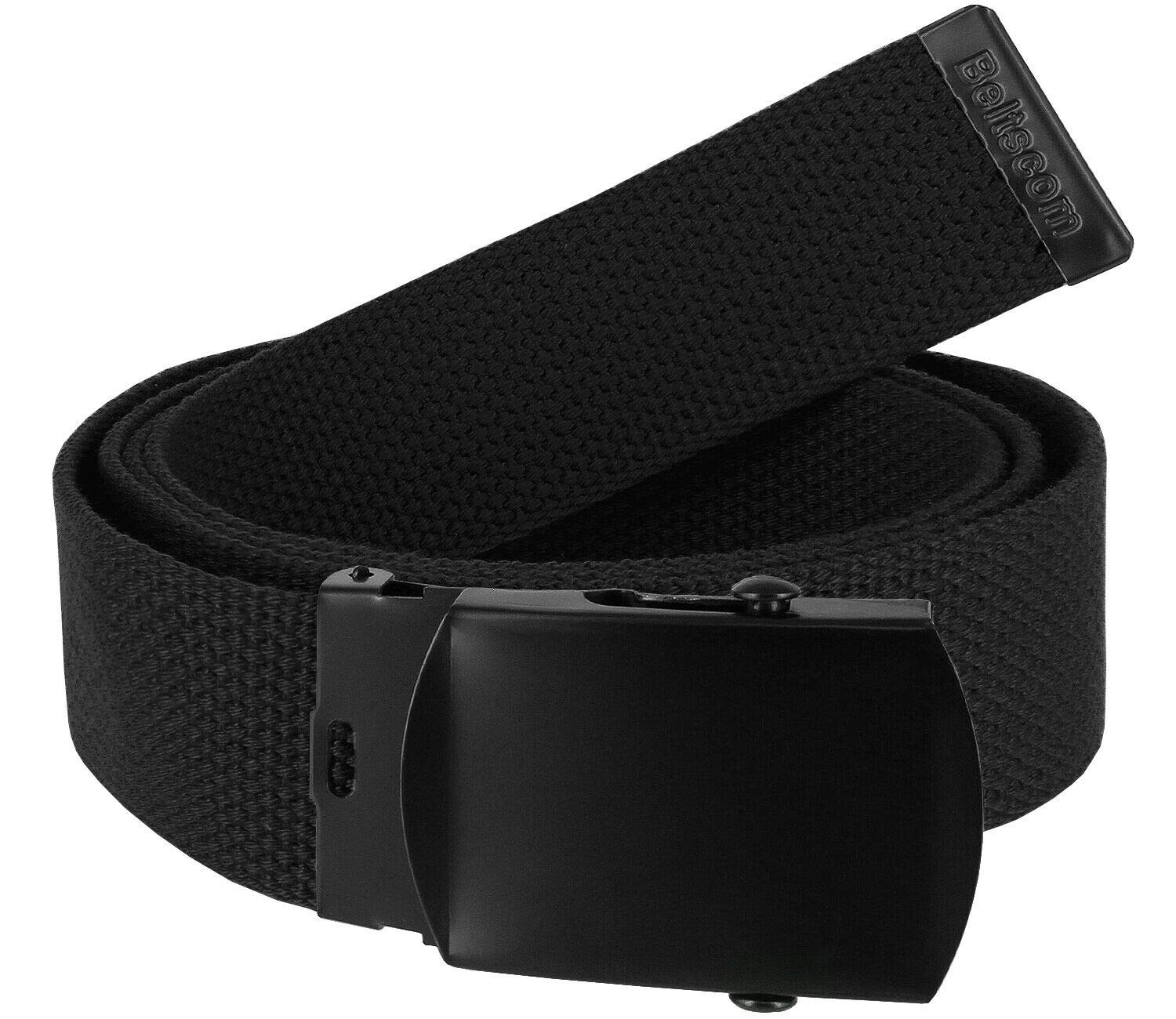 Military Belt Canvas Belt Web Belt Non Leather Belt Black Buckle/Tip One Size fits all, 1-1/2" Wide (Black)