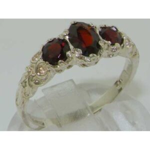 LetsBuyGold 925 Sterling Silver Natural Garnet Womens Promise Ring - Size 7.5