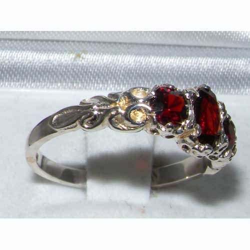 LetsBuyGold 925 Sterling Silver Natural Garnet Womens Promise Ring - Size 7.5