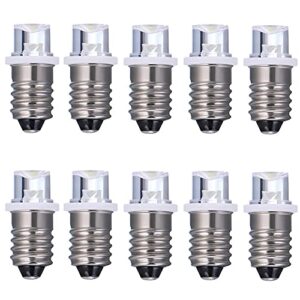 gutreise 10pcs e10 screw flood led lamps +10pcs e10 base,12v cold white led bulb light (12v, cold white)