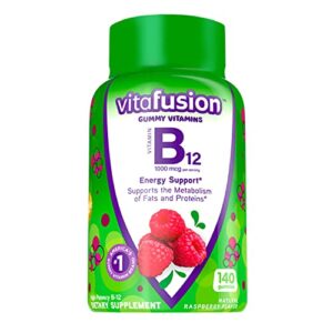 vitafusion vitamin b12 gummy vitamins for energy metabolism support, natural raspberry flavored, america’s number 1 gummy vitamin brand, 70 day supply, 140 count