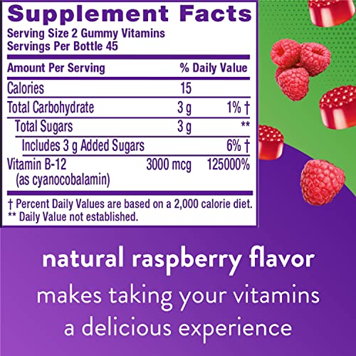 vitafusion Vitamin B12 Gummy Vitamins for Energy Metabolism Support, Natural Raspberry Flavored, America’s Number 1 Gummy Vitamin Brand, 70 Day Supply, 140 Count