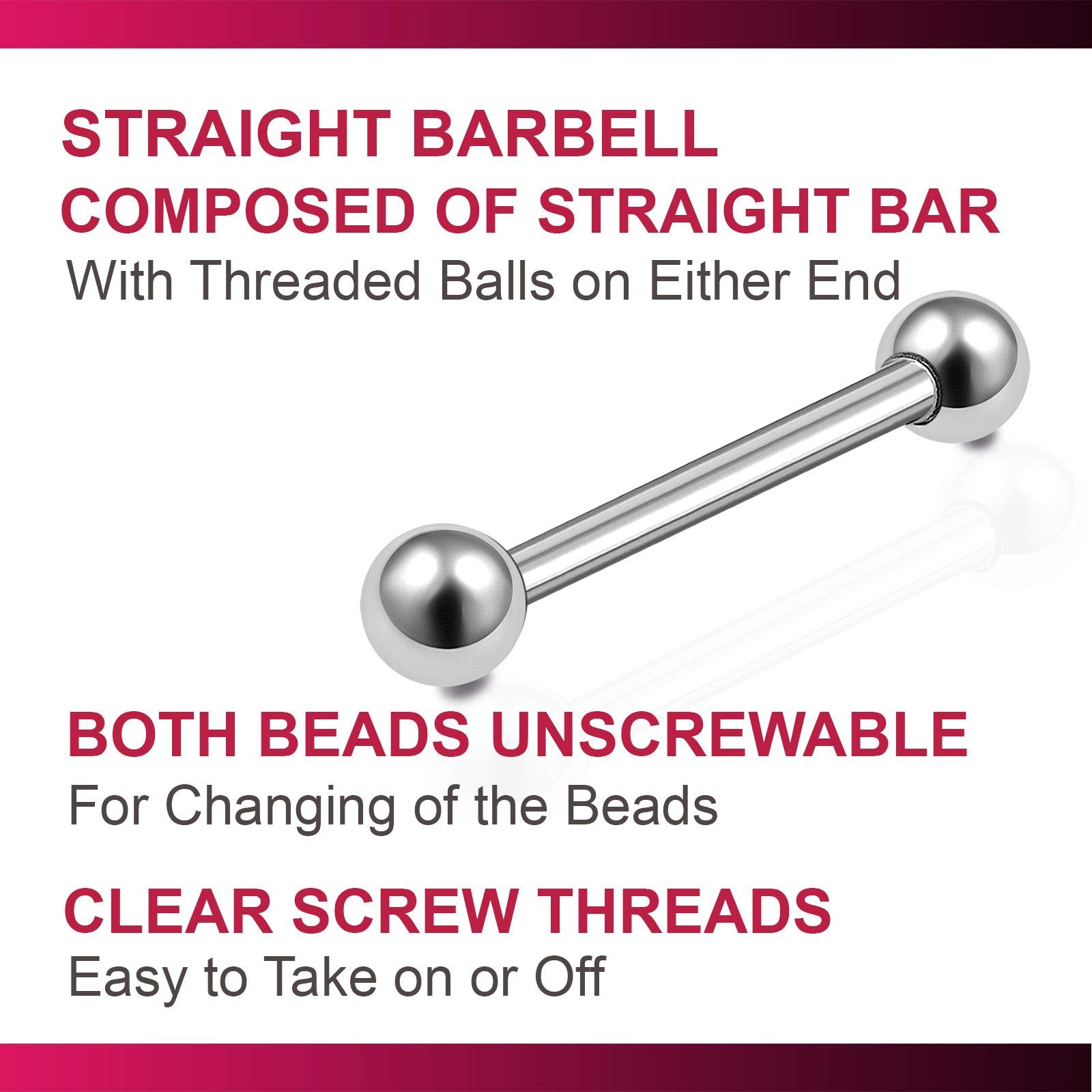 bodyjewellery 4pcs 16g Barbell Cartilage Earring Stud Vertical Anti Tragus Triple Forward Helix Bar Surgical Steel Lobe 4mm Ball - 8mm