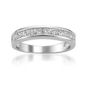 platinum princess-cut diamond bridal wedding band ring (1 cttw, g-h, vs2) in size 6