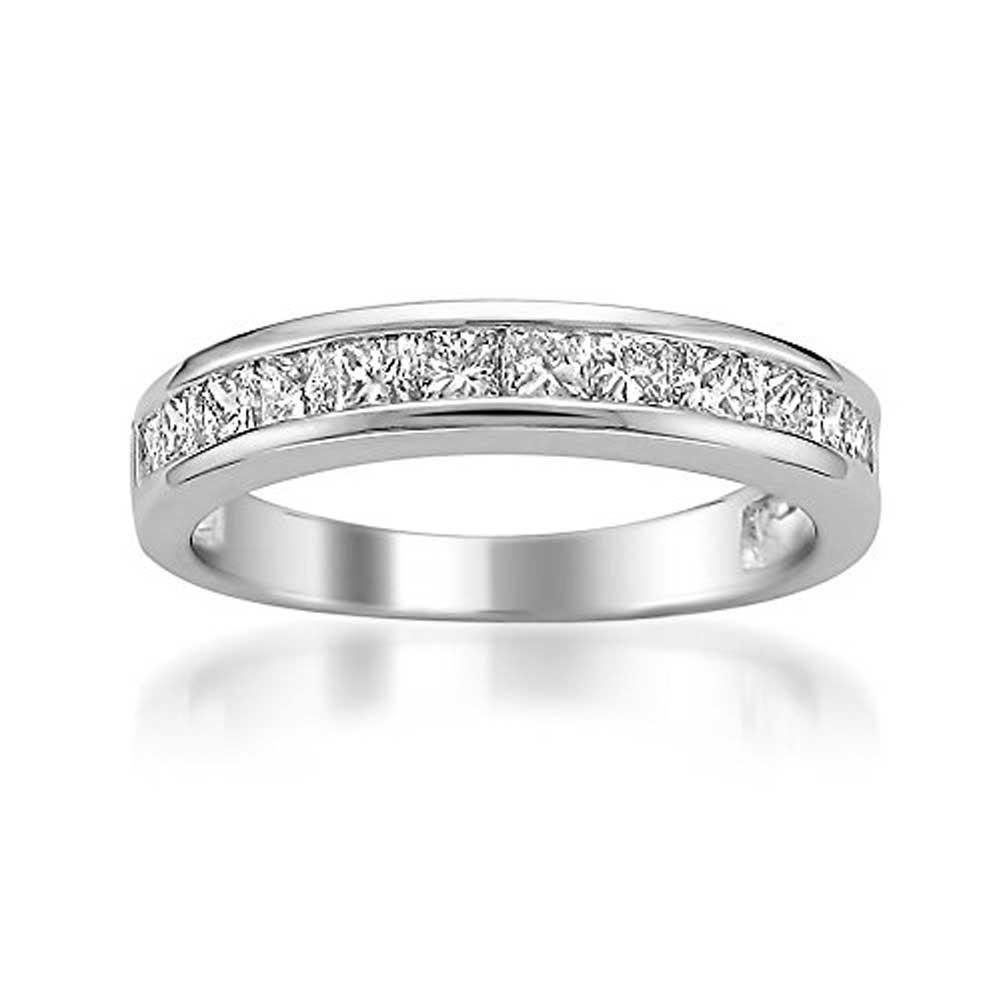 Platinum Princess-cut Diamond Bridal Wedding Band Ring (1 cttw, G-H, VS2) in Size 6