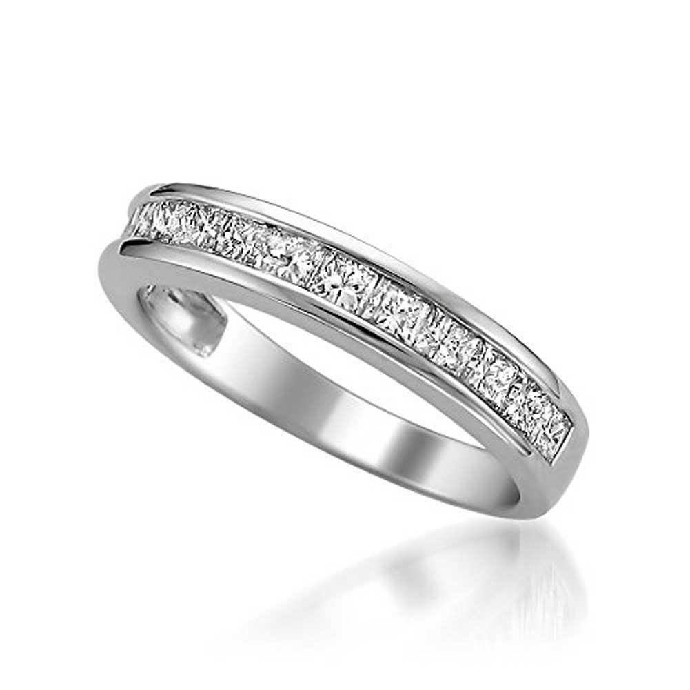 Platinum Princess-cut Diamond Bridal Wedding Band Ring (1 cttw, G-H, VS2) in Size 6