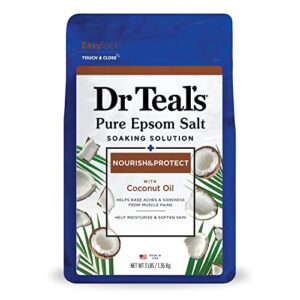 dr teal's salt soak with pure epsom salt, nourish & protect with coconut oil, 3 lbs