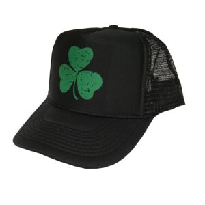 p&b shamrock, saint patrick's day irish day adjustable unisex hat cap (black)