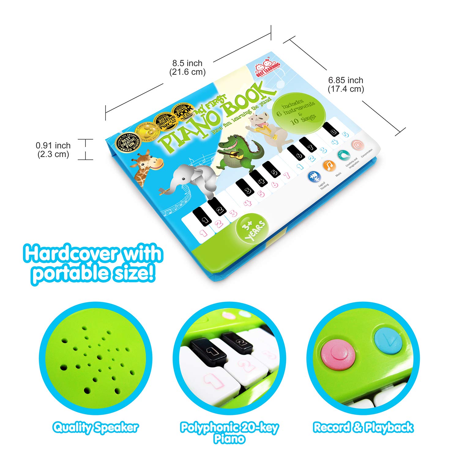 BEST LEARNING My First Piano Book - Educational Musical Toy for Toddlers Kids Ages 3-5 Years - Ideal 3, 4 Year Old Boy or Girl Birthday Gift Present