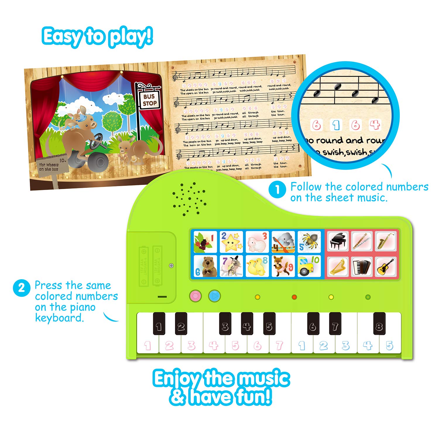 BEST LEARNING My First Piano Book - Educational Musical Toy for Toddlers Kids Ages 3-5 Years - Ideal 3, 4 Year Old Boy or Girl Birthday Gift Present