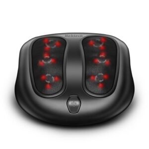 nekteck foot massager with heat, shiatsu heated electric kneading foot massager machine for plantar fasciitis, built-in infrared heat function and power cord (black)