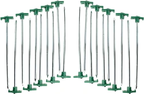 SE Heavy-Duty Metal Tent Pegs Stake Set - 20-Pack, 10.5" Galvanized Steel Pegs for Secure Anchoring in Various Terrains - 9NRC10-20