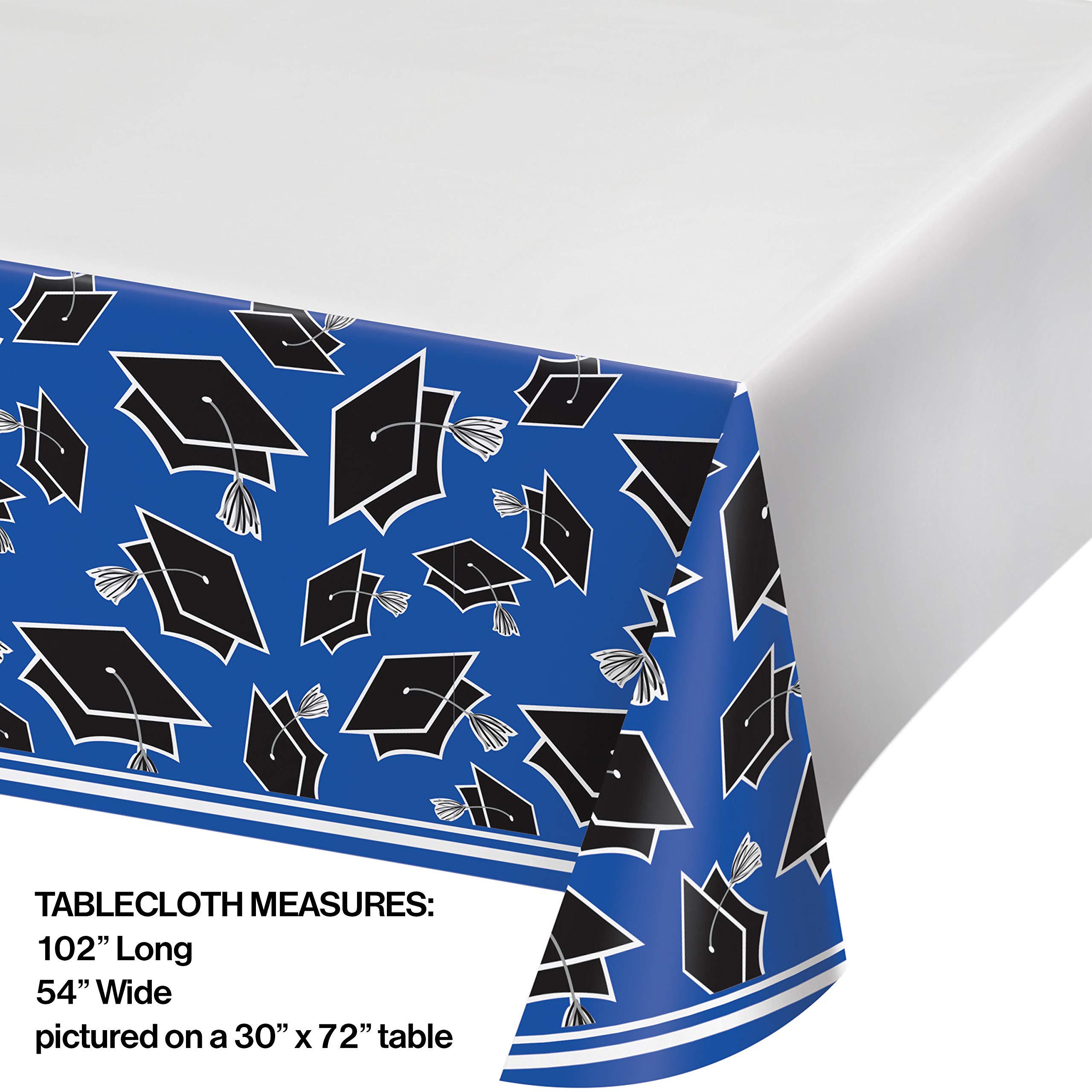 Creative Converting Plastic Tablecover, 54" x 102", Cobalt Blue