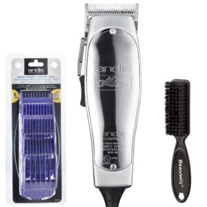 Andis Master Hair Adjustable Blade Clipper, with a Andis Master Dual Magnet 5-Comb Set with a BeauWis Blade Brush