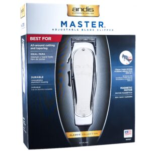 Andis Master Hair Adjustable Blade Clipper, with a Andis Master Dual Magnet 5-Comb Set with a BeauWis Blade Brush