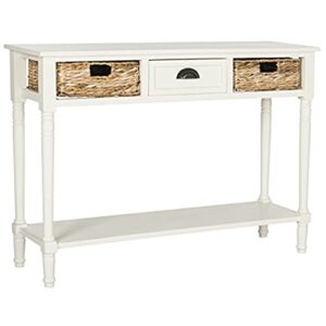 safavieh home collection christa distressed white 3-drawer storage console table, distressed/white