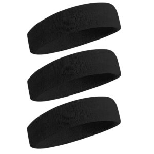 beace sweatbands sports headband for men & women - moisture wicking athletic cotton terry cloth sweatband for tennis, basketball, running, gym, working out