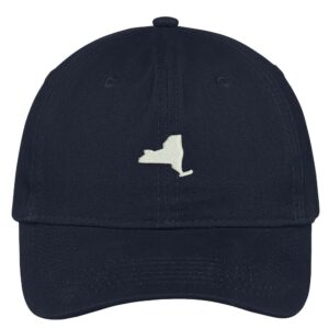 trendy apparel shop new york state map embroidered low profile soft cotton brushed baseball cap - navy