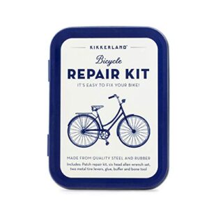 kikkerland bike tin repair kit, diy bike repair & maintenance tools, steel and rubber, includes 6 headed allen set, best for quick fixes