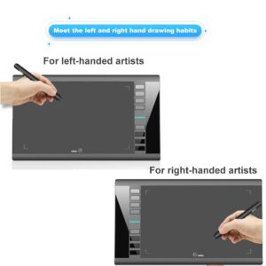 Graphics Drawing Tablets, UGEE M708 10 x 6 inch Large Active Area Drawing Tablet with 8 Hot Keys 8192 Levels Pen Graphic Tablets for Computer Digital Art Creation Sketch for Windows Mac os and Linux