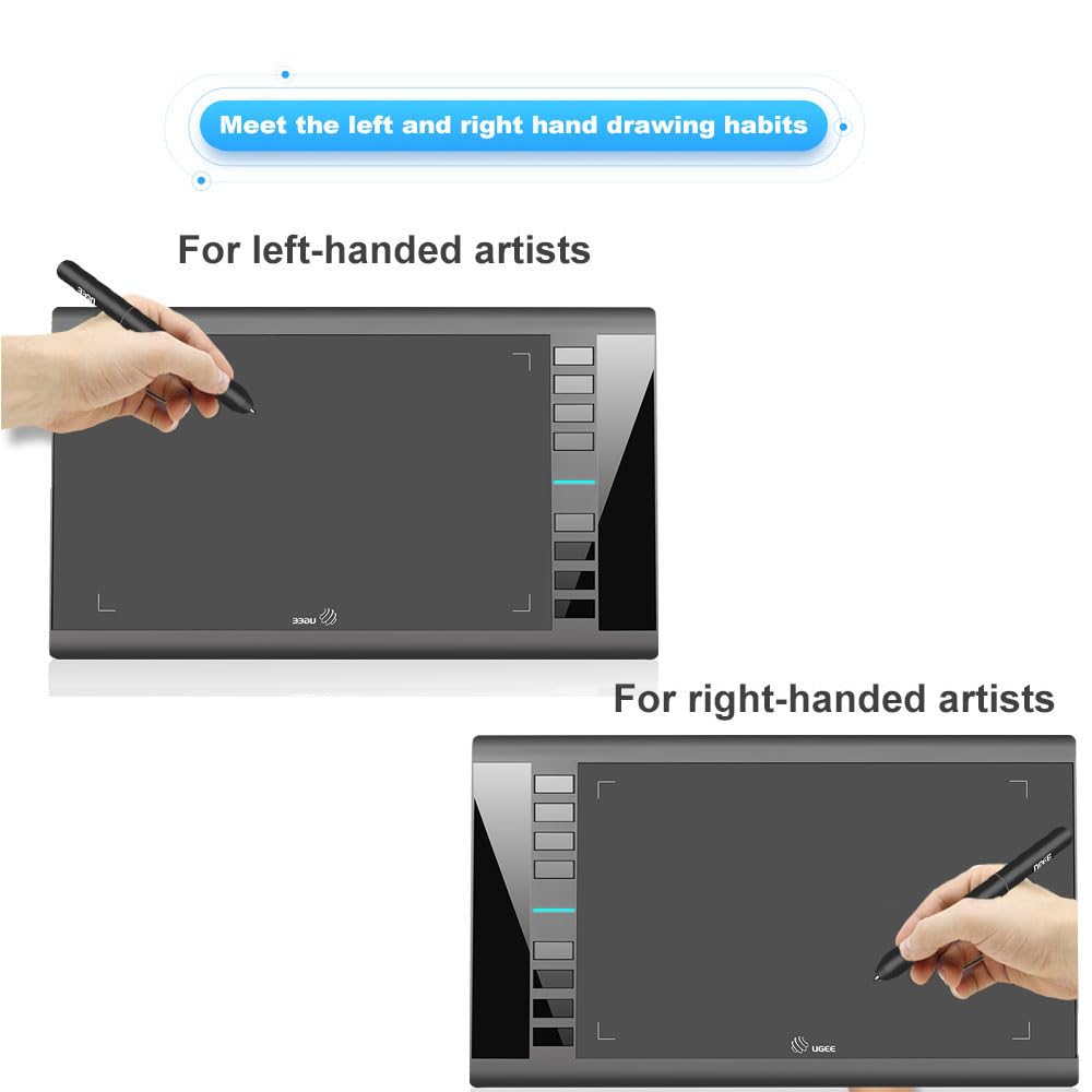 Graphics Drawing Tablets, UGEE M708 10 x 6 inch Large Active Area Drawing Tablet with 8 Hot Keys 8192 Levels Pen Graphic Tablets for Computer Digital Art Creation Sketch for Windows Mac os and Linux