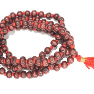 IS4A 8mm Red (Rosewood) Wood Japa Mala Beads Necklace Beads 108 + 1 Hand Knotted Meditation Prayer