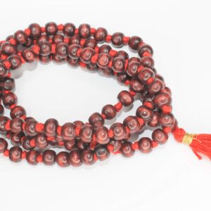 IS4A 8mm Red (Rosewood) Wood Japa Mala Beads Necklace Beads 108 + 1 Hand Knotted Meditation Prayer