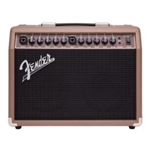 fender acoustasonic guitar amp for acoustic guitar, 40 watts, with 2-year warranty 2x6.5 inch speakers, chorus effect, dual front-panel inputs, 9.8dx17.6wx15.5h inches, brown/wheat