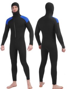 realon mens wetsuit 5mm neoprene diving suit full body long sleeve front zip hoodie thermal wet suits winter keep warm in cold water for freediving spearfishing scuba snorkeling (5mm, 3x-large)