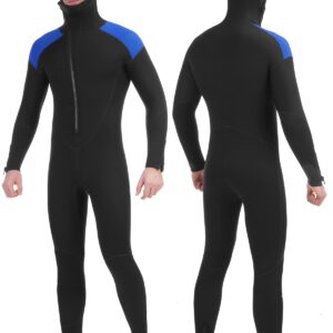 REALON Mens Wetsuit 5mm Neoprene Diving Suit Full Body Long Sleeve Front Zip Hoodie Thermal Wet Suits Winter Keep Warm in Cold Water for Freediving Spearfishing Scuba Snorkeling (5mm, 3X-Large)