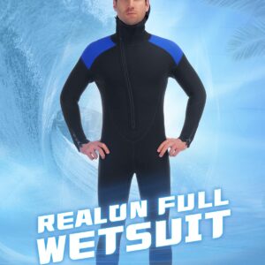 REALON Mens Wetsuit 5mm Neoprene Diving Suit Full Body Long Sleeve Front Zip Hoodie Thermal Wet Suits Winter Keep Warm in Cold Water for Freediving Spearfishing Scuba Snorkeling (5mm, 3X-Large)