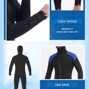 REALON Mens Wetsuit 5mm Neoprene Diving Suit Full Body Long Sleeve Front Zip Hoodie Thermal Wet Suits Winter Keep Warm in Cold Water for Freediving Spearfishing Scuba Snorkeling (5mm, 3X-Large)