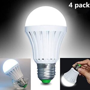 CTKcom Rechargeable Emergency LED Bulb 7W (4 Pack)-Household Lighting Bulbs,Saving Energy Intelligent Light Rechargable Electricity 65W Equivalent 6000K White Bulb 120 Volt E26/E27