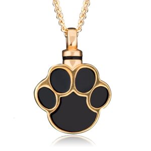 q&locket gold plated dog cat paw print urn necklace for ashes memorial cremation jewelry