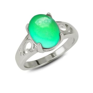 fun jewels classic silver color plating multi color change oval crystal stone emotion feeling mood ring for women