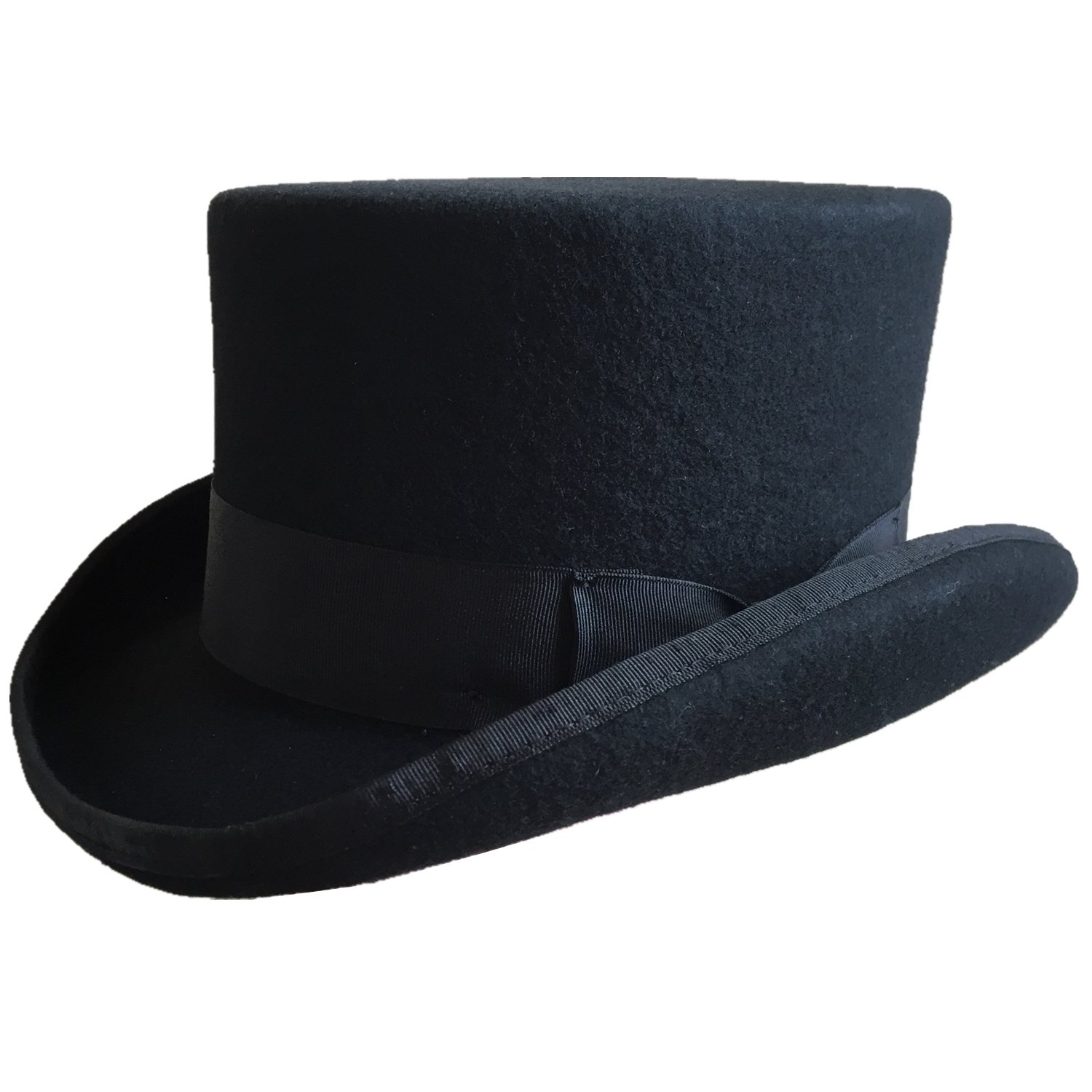 Black Wool Felt Low Top Hat 4 1/2" Crown … (M= 57cm(7 1/8))