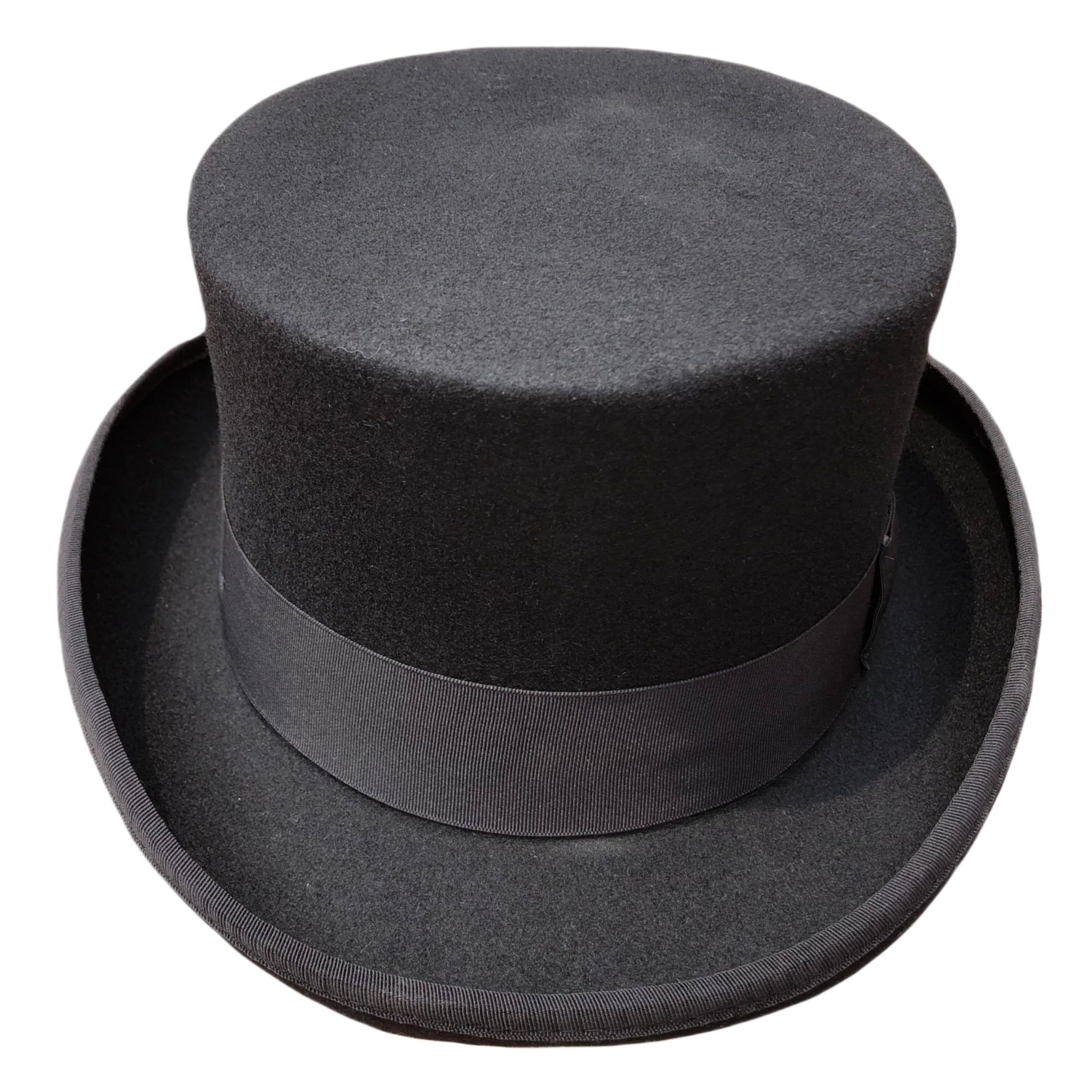 Black Wool Felt Low Top Hat 4 1/2" Crown … (M= 57cm(7 1/8))