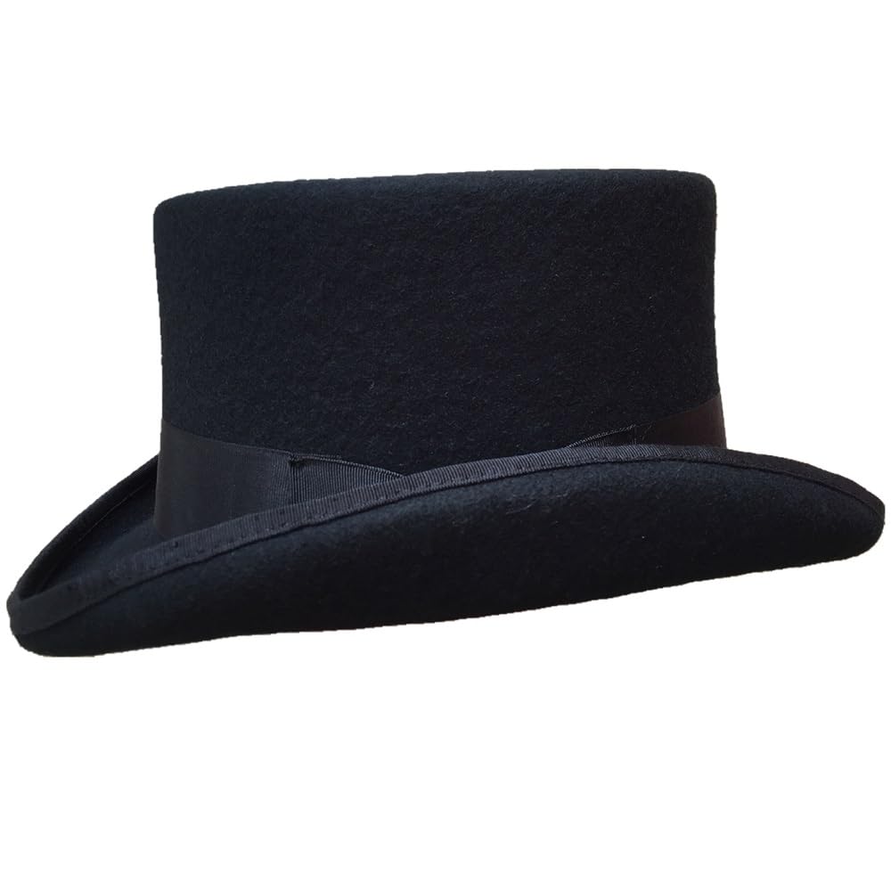 Black Wool Felt Low Top Hat 4 1/2" Crown … (M= 57cm(7 1/8))