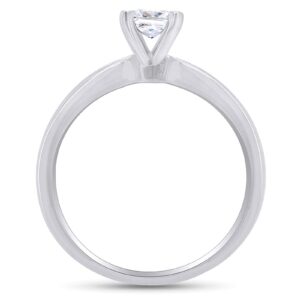 Jewel Zone US Princess Cut White Cubic Zirconia Anniversary Solitaire Ring in 14k White Gold Over Sterling Silver (0.5 Carat)