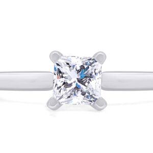 Jewel Zone US Princess Cut White Cubic Zirconia Anniversary Solitaire Ring in 14k White Gold Over Sterling Silver (0.5 Carat)