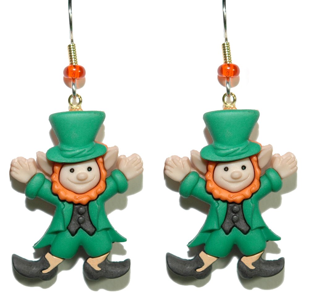 Adorable St Patrick's Day Leprechaun Dangle Earrings (H120)