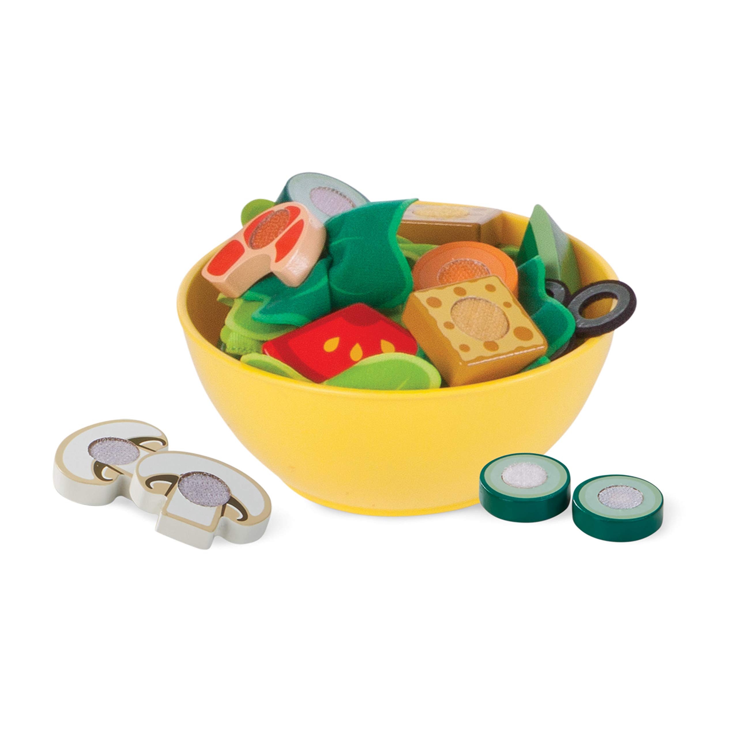 Melissa & Doug Slice and Toss Salad Play Set – 52 Wooden and Felt Pieces , Green - Pretend Food, Kitchen Accessories For Kids Ages 3+