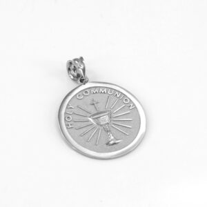 Religious Jewelry Sterling Silver Holy Communion Round Medal Charm Pendant