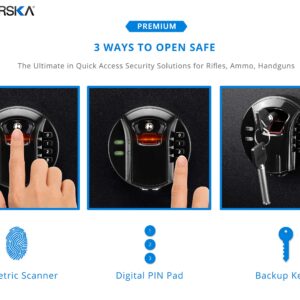 Barska Quick and Easy Dual Access Digital Biometric Fingerprint & Keypad Code Rifle Firearm and Long Gun Safe for Home - 11 Position