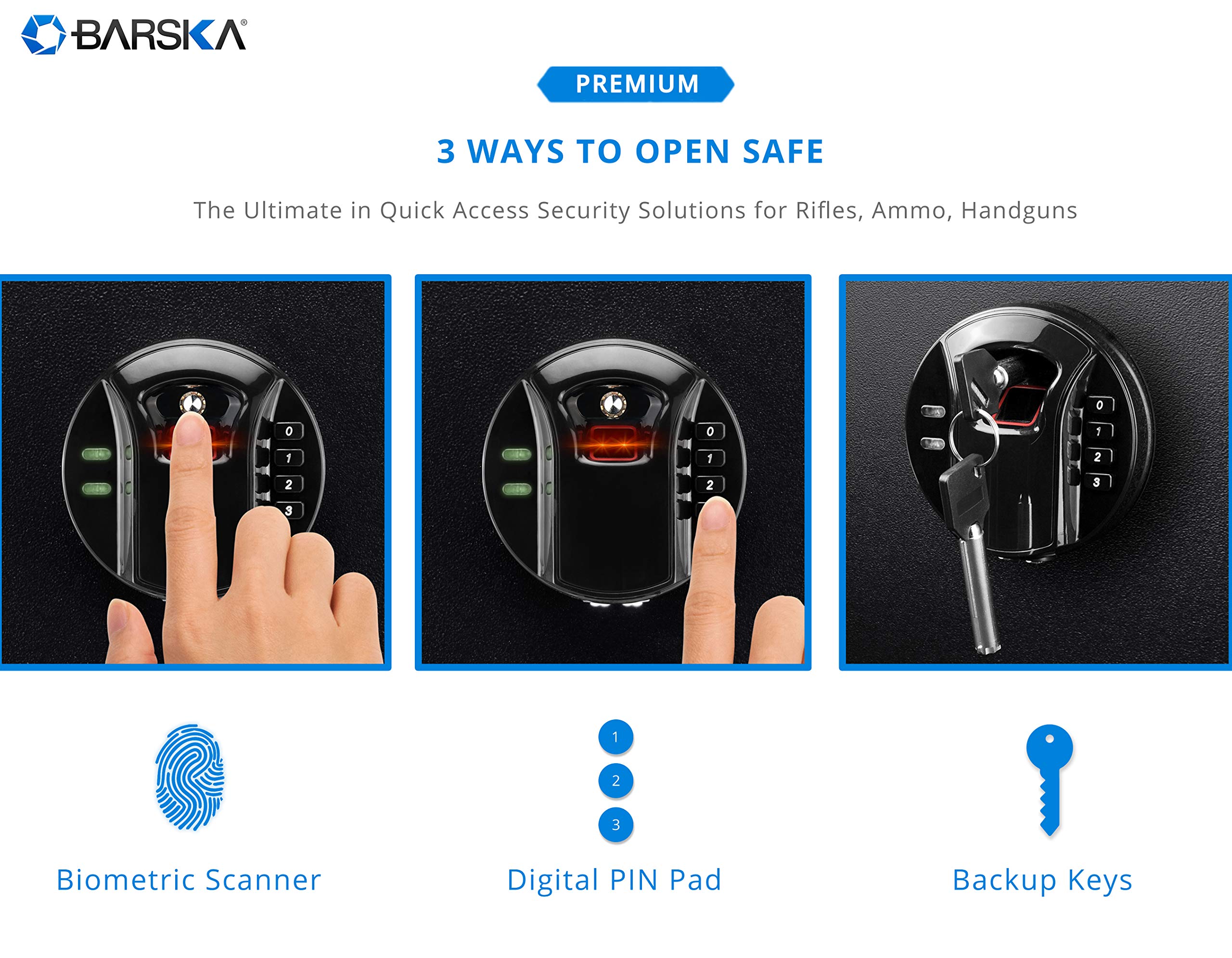 Barska Quick and Easy Dual Access Digital Biometric Fingerprint & Keypad Code Rifle Firearm and Long Gun Safe for Home - 11 Position