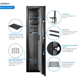 Barska Quick and Easy Dual Access Digital Biometric Fingerprint & Keypad Code Rifle Firearm and Long Gun Safe for Home - 11 Position