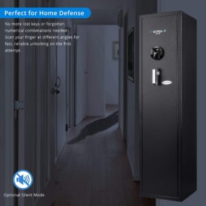 Barska Quick and Easy Dual Access Digital Biometric Fingerprint & Keypad Code Rifle Firearm and Long Gun Safe for Home - 11 Position