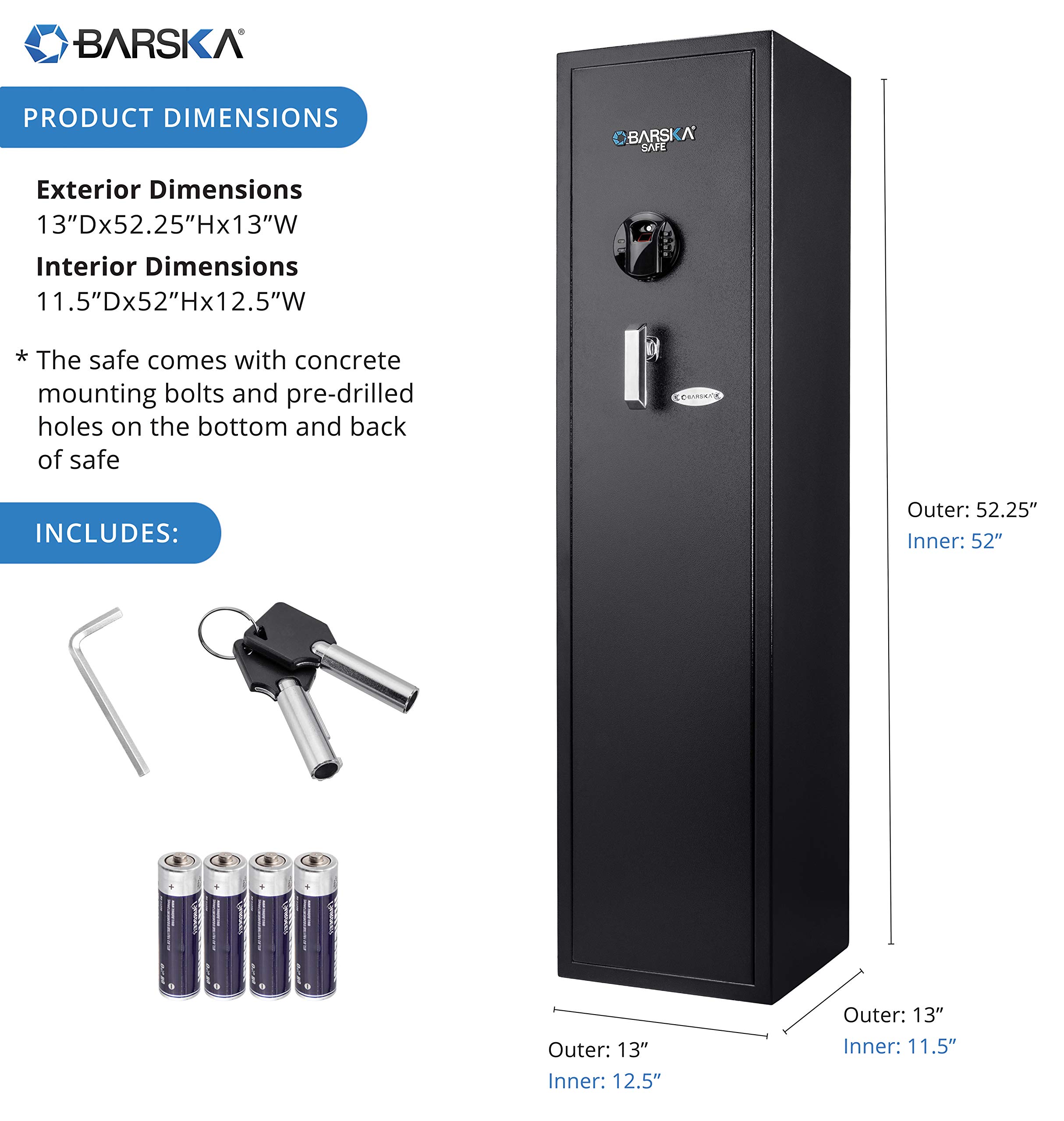 Barska Quick and Easy Dual Access Digital Biometric Fingerprint & Keypad Code Rifle Firearm and Long Gun Safe for Home - 11 Position