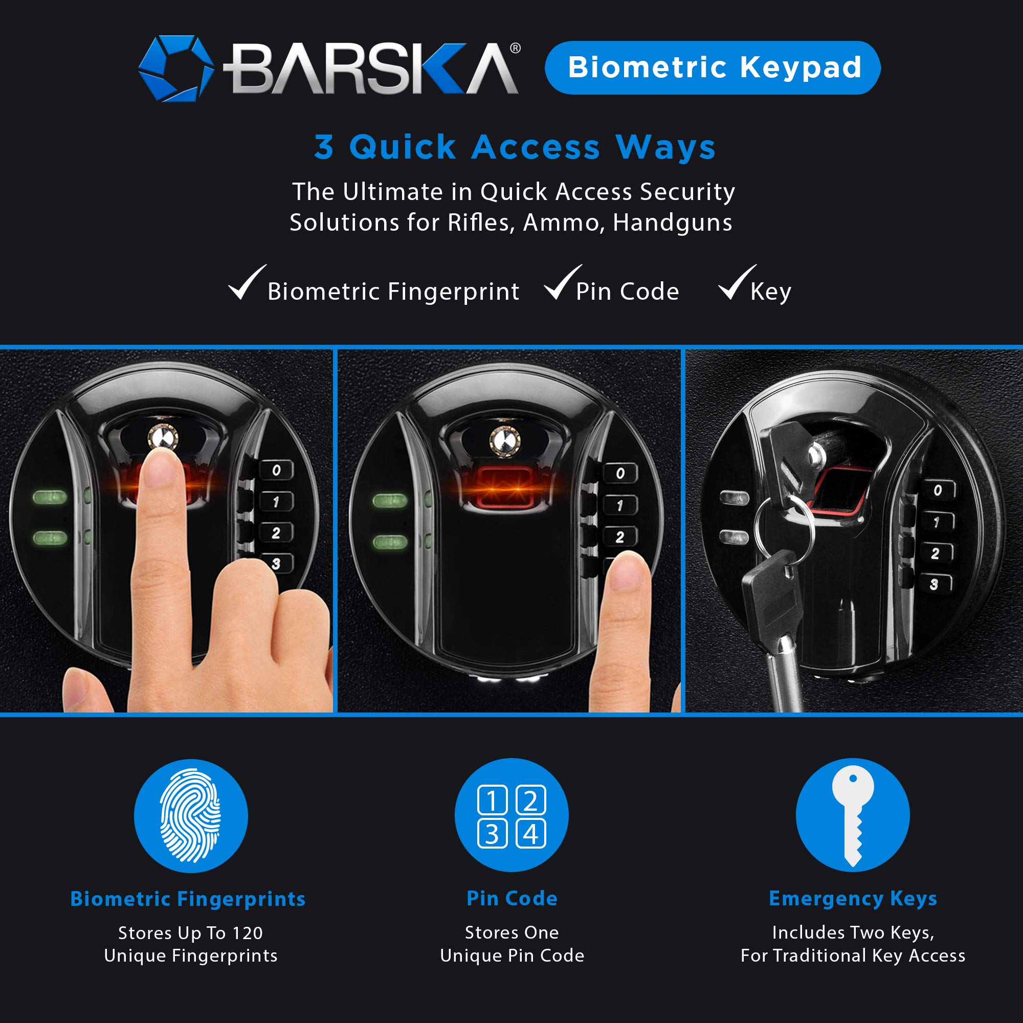 Barska Quick and Easy Dual Access Digital Biometric Fingerprint & Keypad Code Rifle Firearm and Long Gun Safe for Home - 11 Position