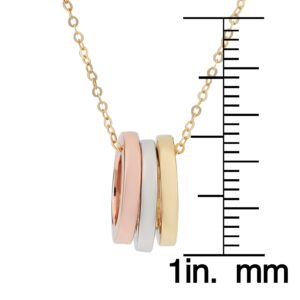 Kooljewelry 14k Tricolor Gold Triple Ring Necklace (18 inch)